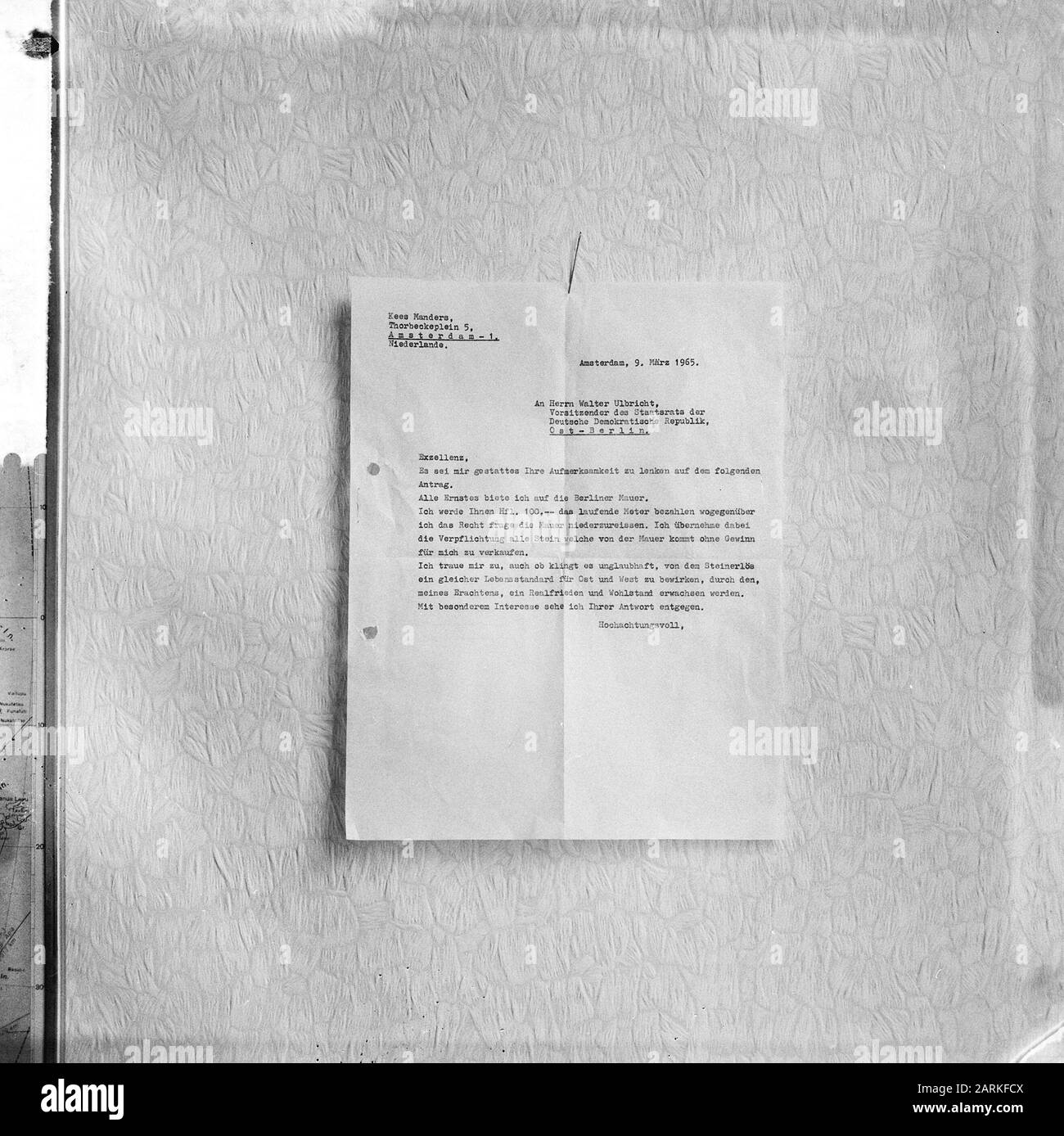 Kees Manders and the letter he sent to Walter Ulbricht, copy of the ...