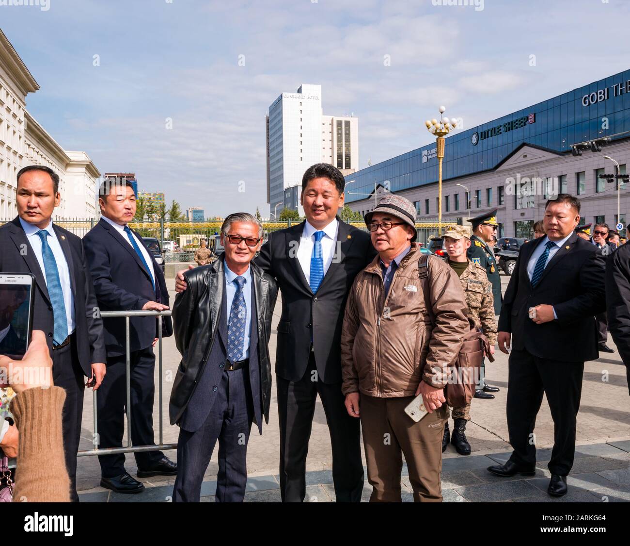 Prime Minister of Mongolia, Ukhnaagiin Khurelsukh, posing for photo ...