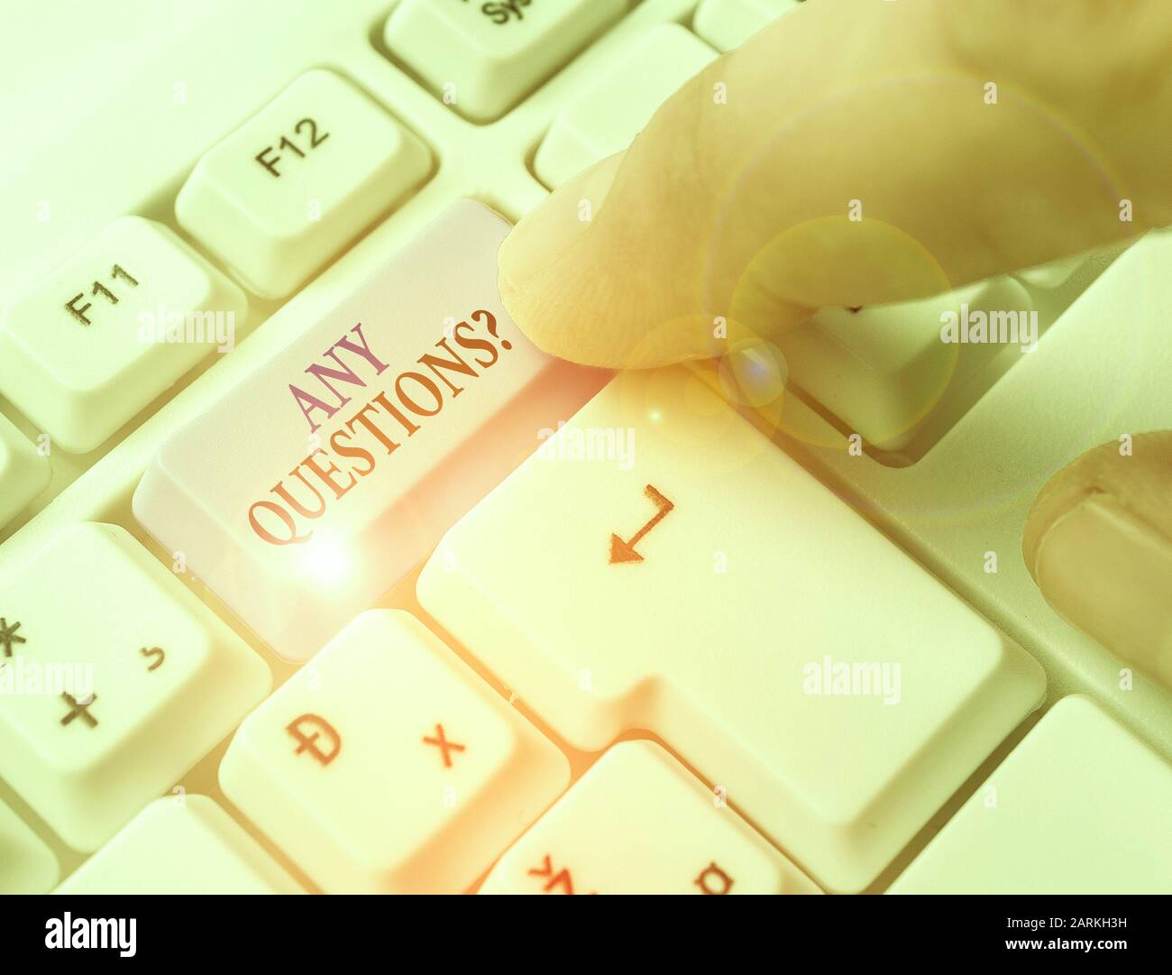 Handwriting text Any Questions Question. Conceptual photo you say write ...