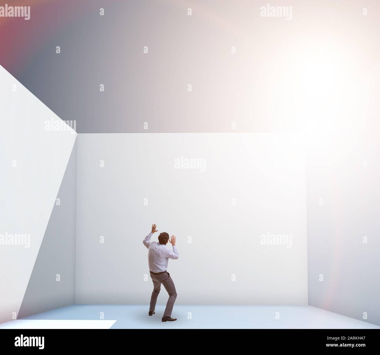 The businessman trying to escape from difficult situation Stock Photo ...