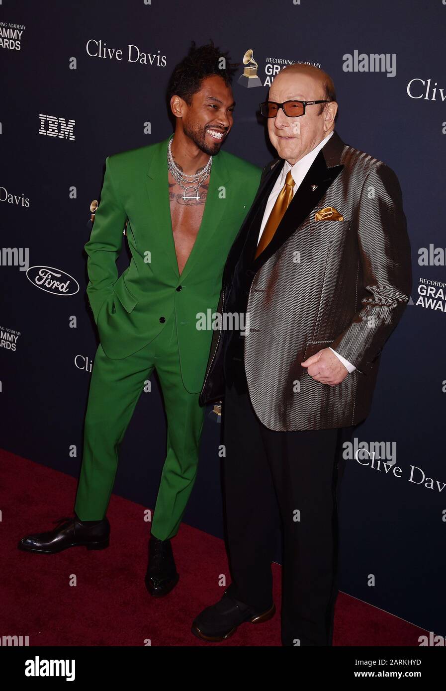 BEVERLY HILLS, CA - JANUARY 25: Miguel and Clive Davis attends the Pre ...