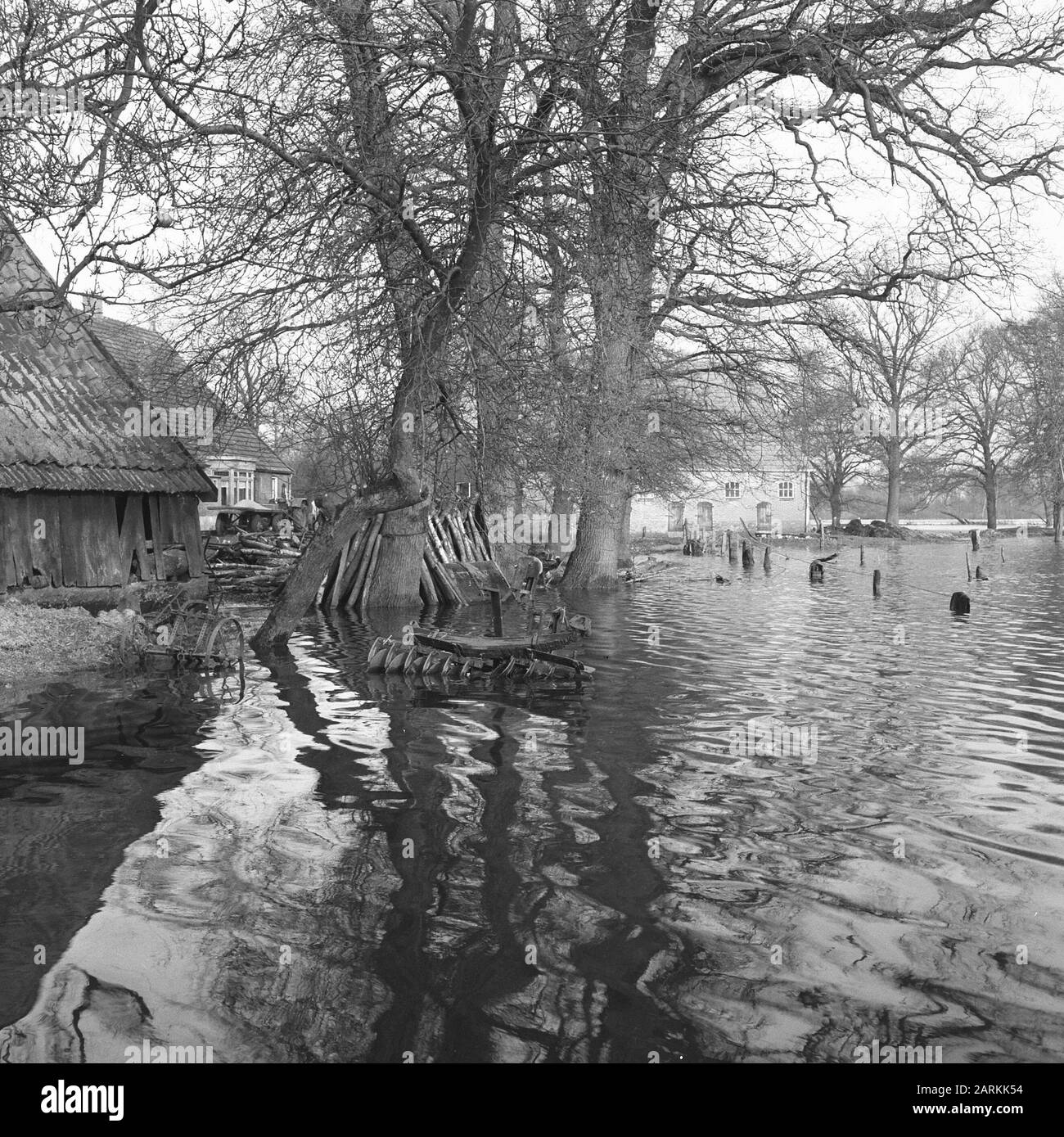 Rural scene with farm buildings Black and White Stock Photos & Images ...