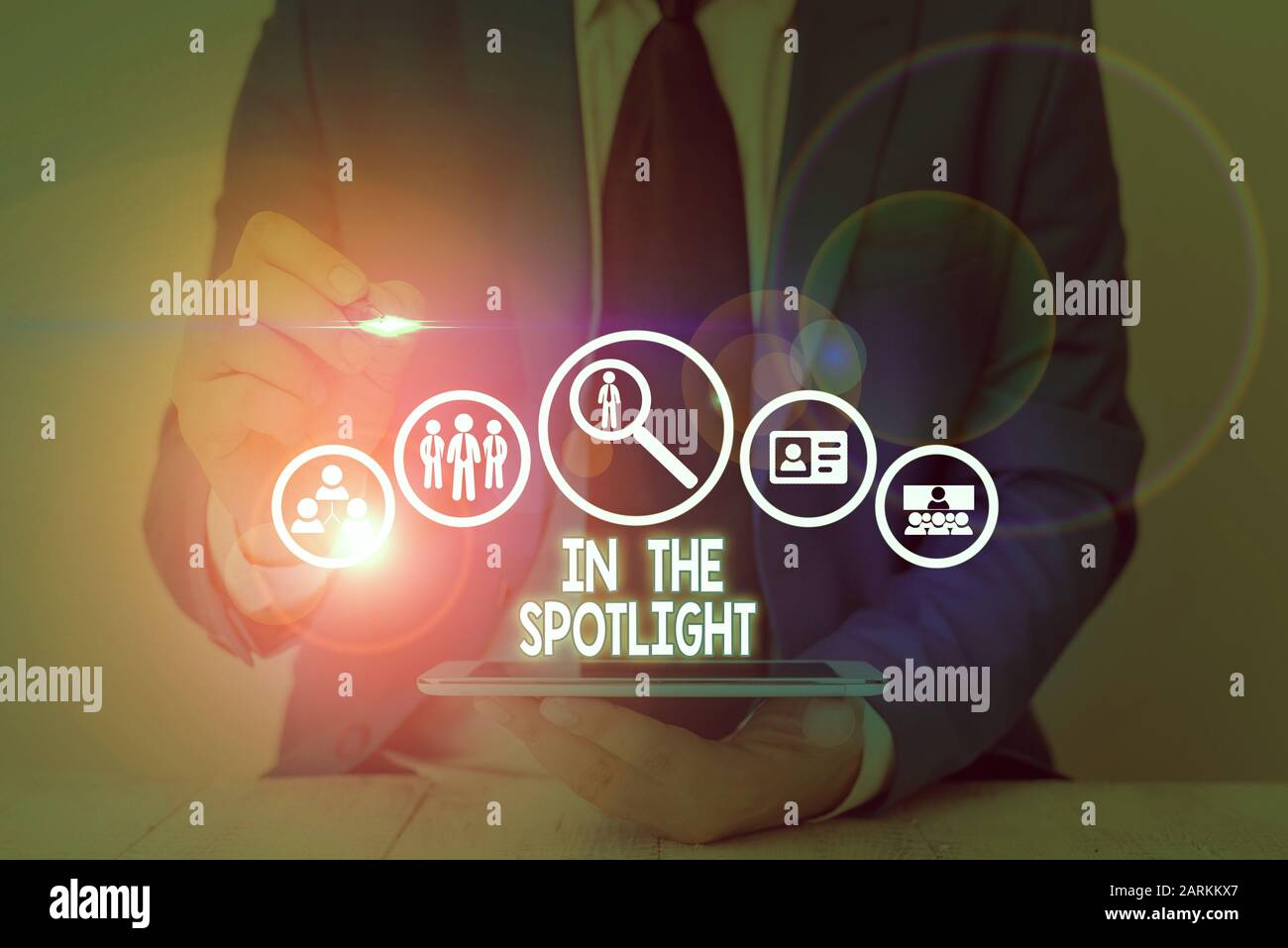 Writing note showing In The Spotlight. Business concept for when crowd ...