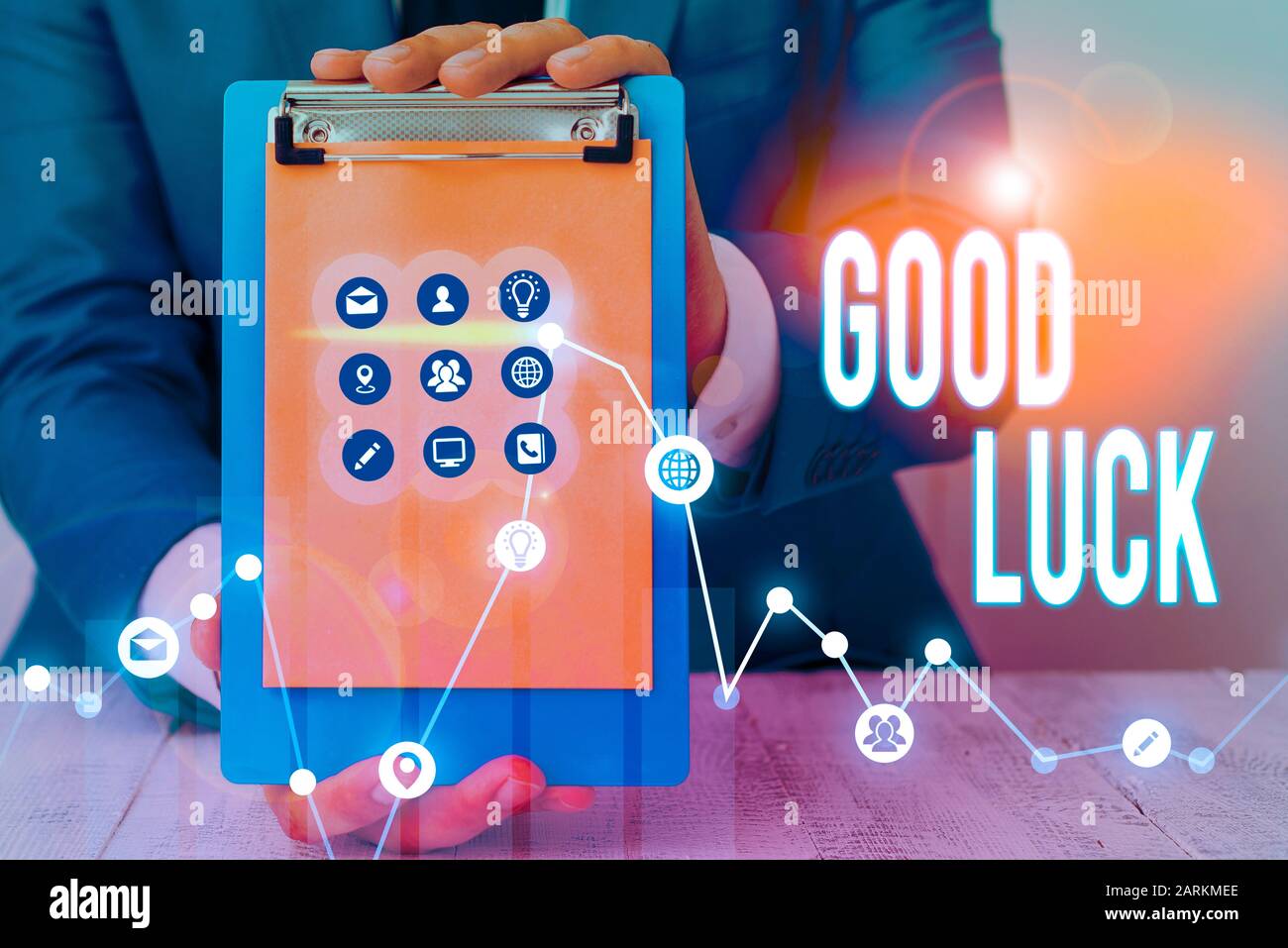 Writing note showing Good Luck. Business concept for wish positive ...