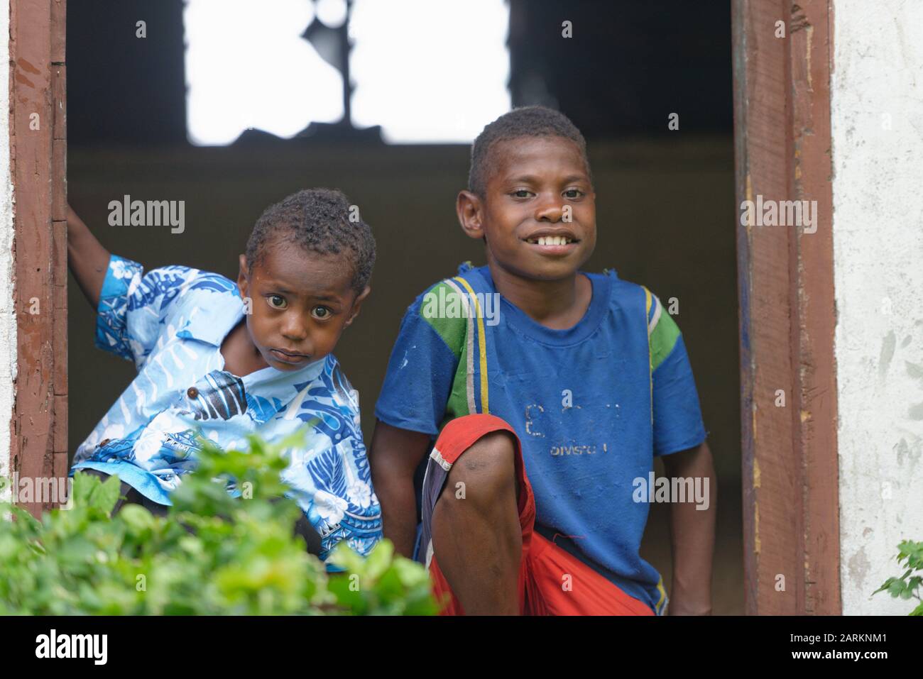 KIds, Yasawa island group, Fiji, South Pacific islands, Pacific Stock ...