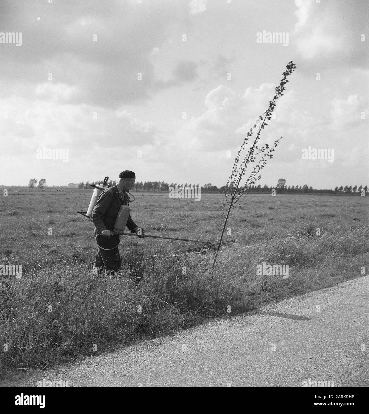 roads, roadside, trees, workers, spray installations Date: undated ...