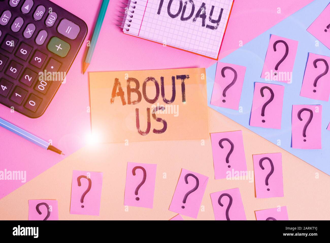 Conceptual hand writing showing About Us. Concept meaning to introduce ...