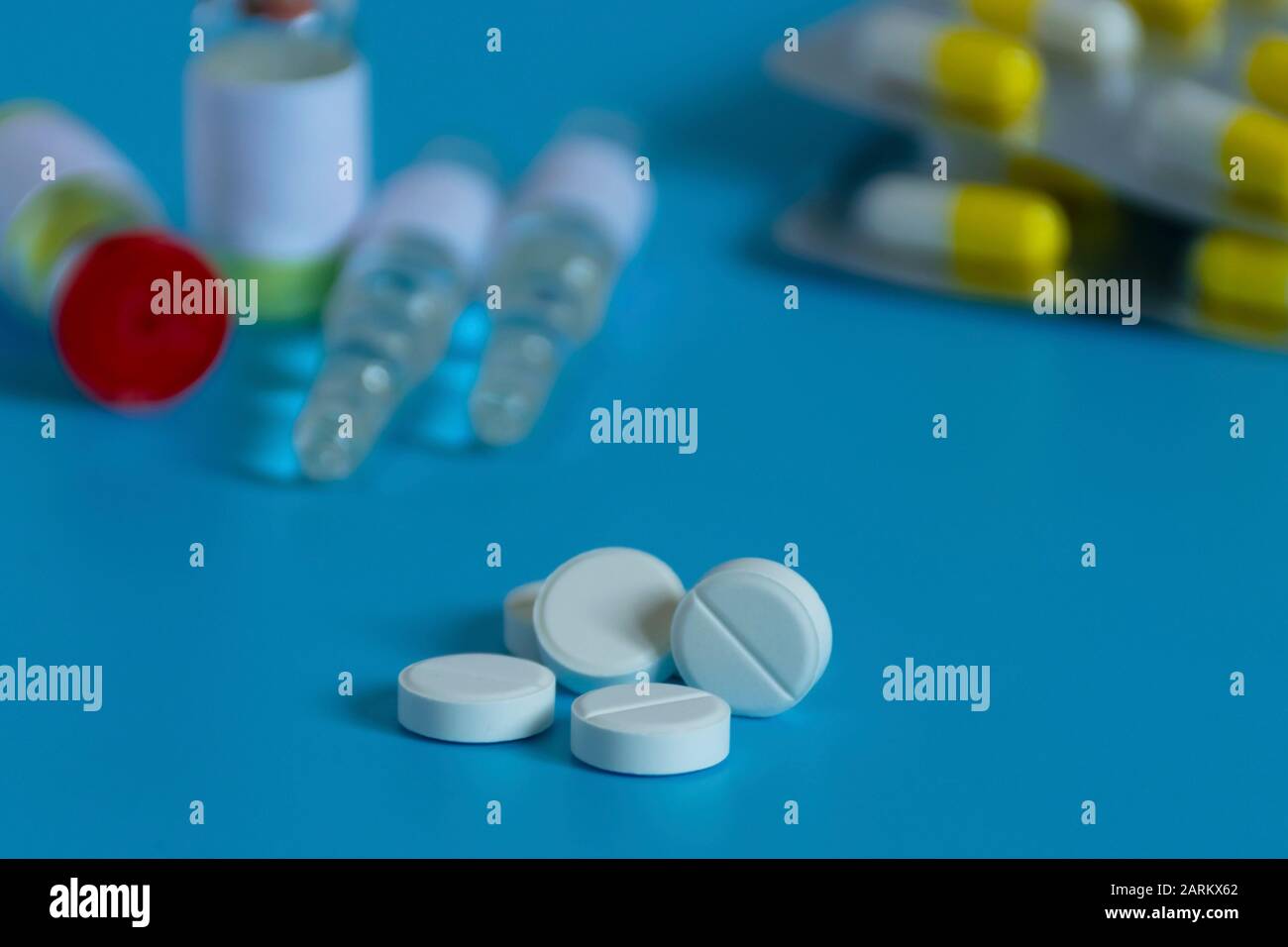 Medicines for the virus and flu. Medical pills and antibiotics ...