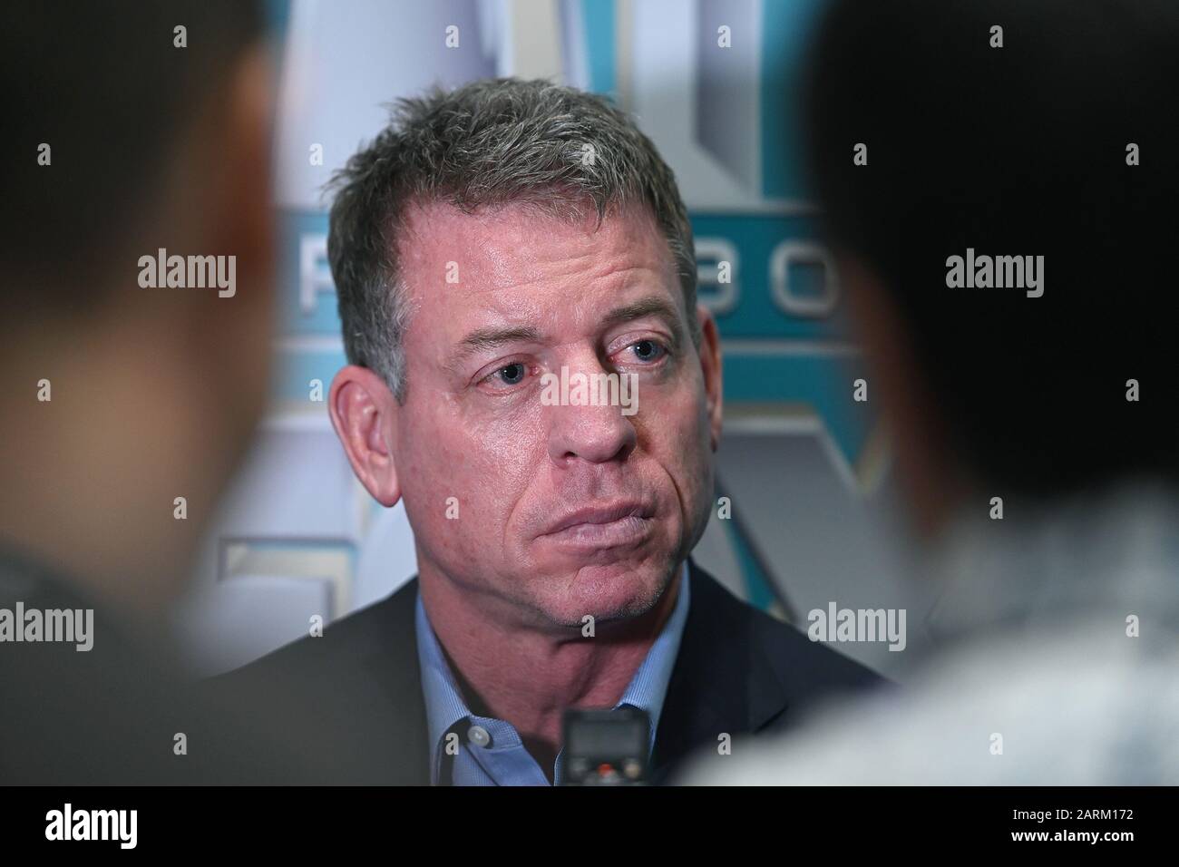 Troy Aikman during the Super Bowl LIV FOX Sports Media Day availability ...