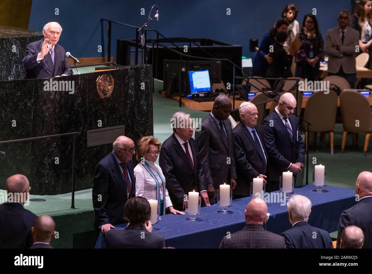 New York, United States. 27th Jan, 2020. Candle lighting ceremony ...