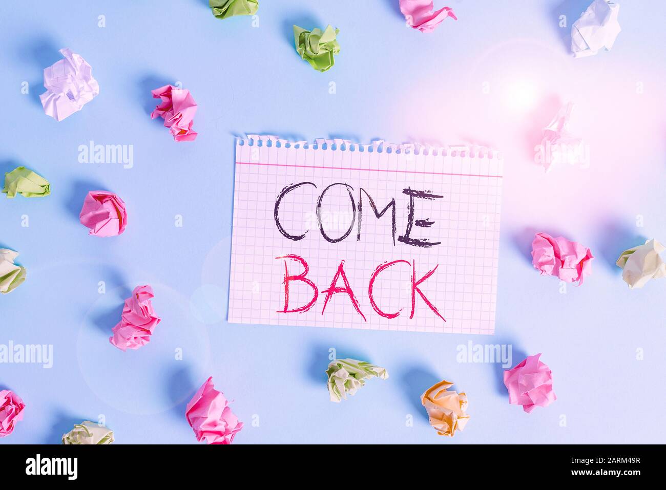 Word writing text Come Back. Business photo showcasing asking for a ...