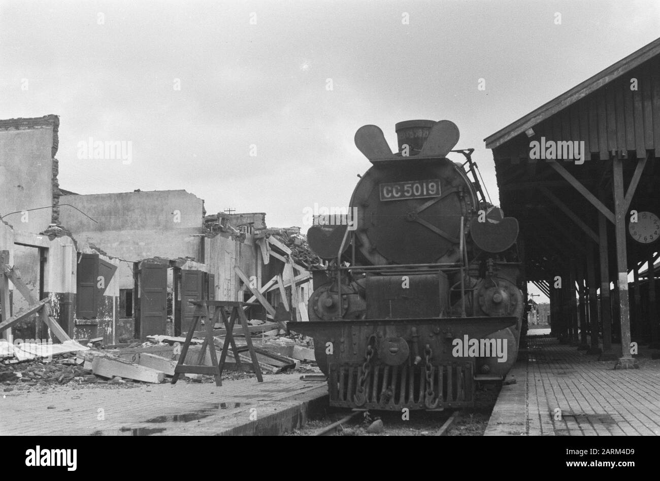 Destroyed industrial buildings Black and White Stock Photos & Images ...