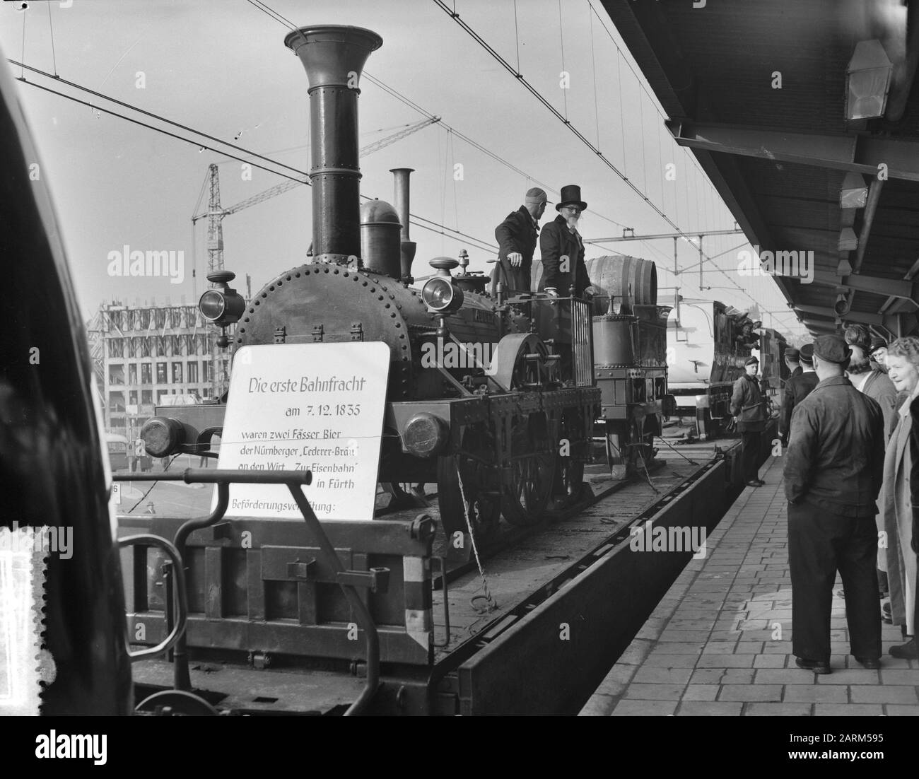 Railway line Arnhem-Oberhausen 100 years. Party train with train of ...
