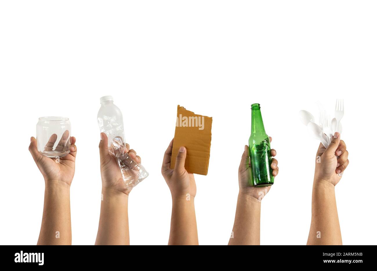 recycle different types of garbage Ecology concept holding garbage ...