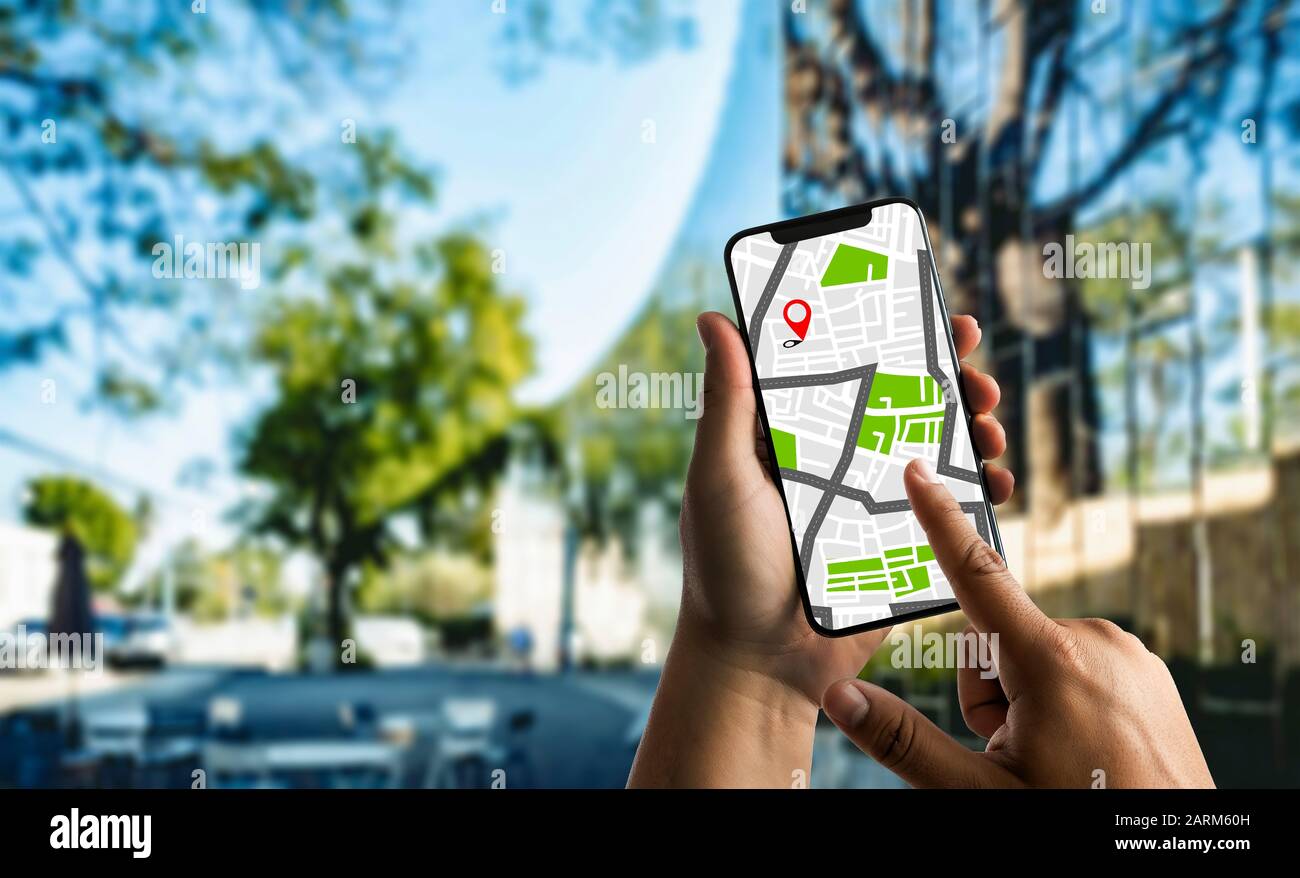 GPS Map to Route Destination network connection Location Street Map ...