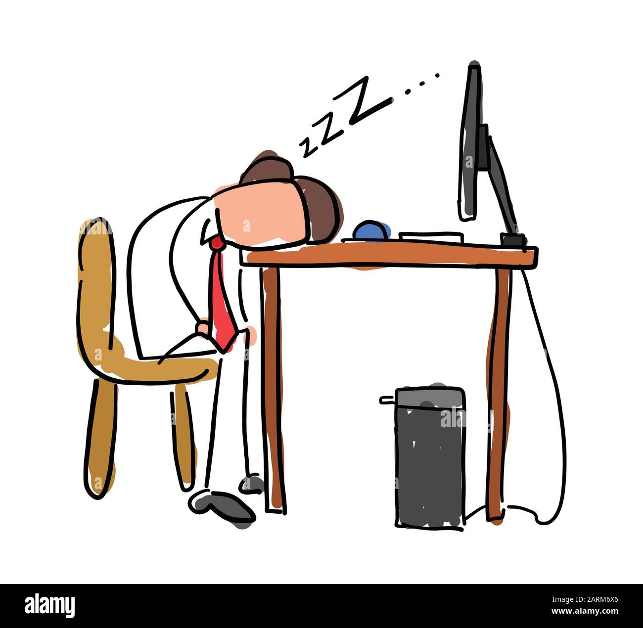 Cartoon exhausted employee sleeping on hi-res stock photography and ...