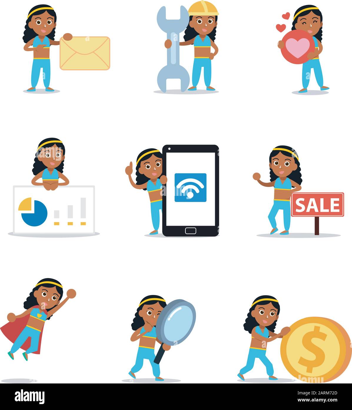 Set of character woman in Middle Eastern family costume Stock Vector ...