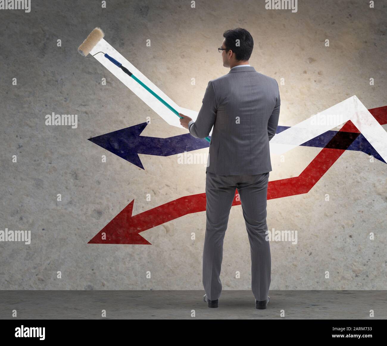 The businessman drawing charts in forecasting concept Stock Photo - Alamy