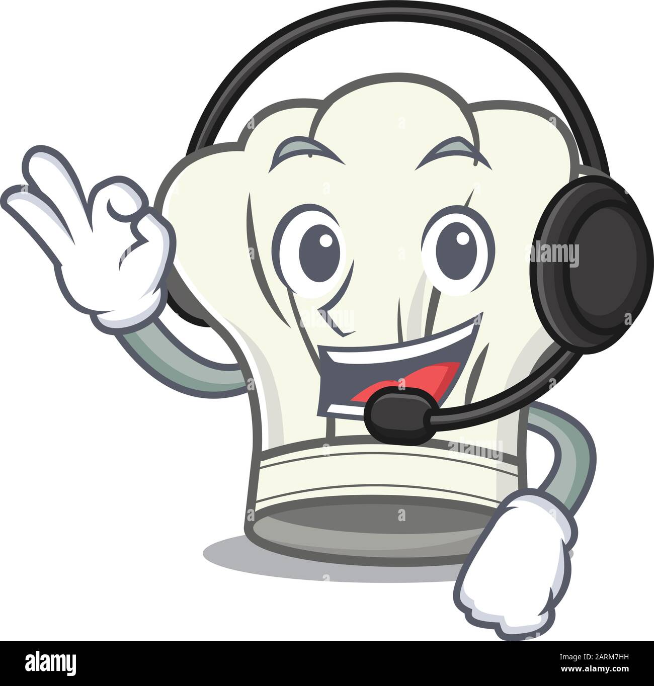 Smiley cook hat cartoon character design wearing headphone Stock Vector ...