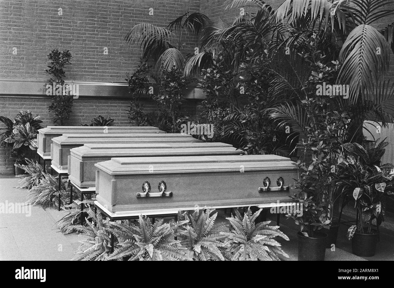 Four coffins with remains of the four IKON TV employees murdered in El ...