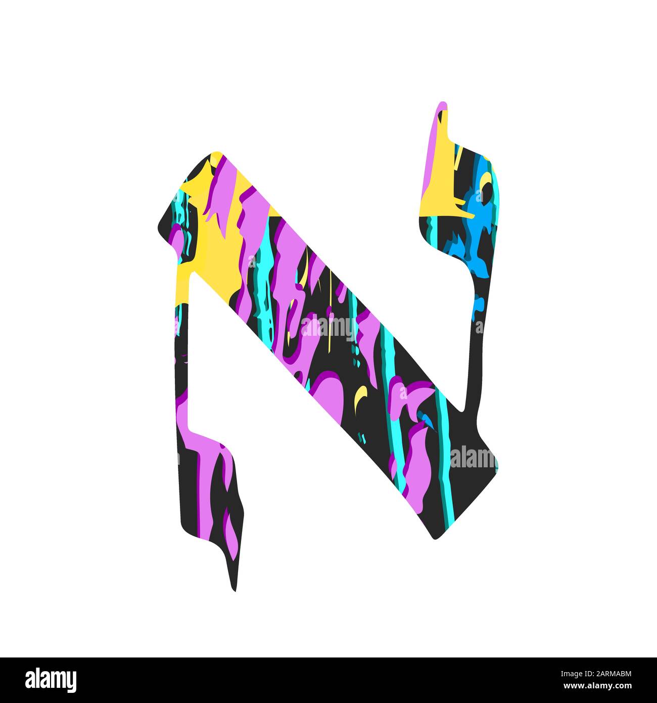 Hebrew alphabet colored. Hebrew font multicolored letters. purim ...