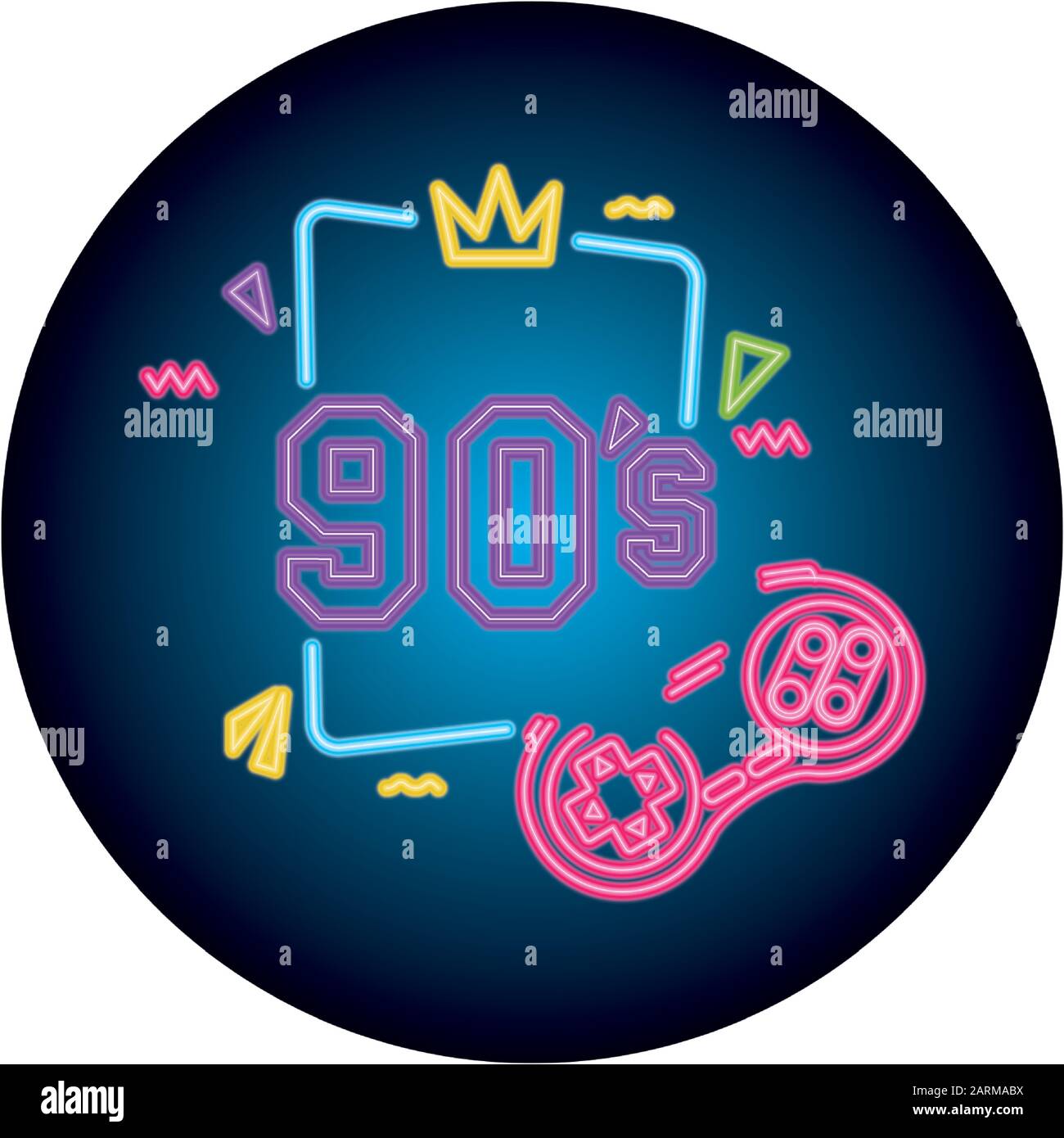 control game nineties style neon light Stock Vector Image & Art - Alamy