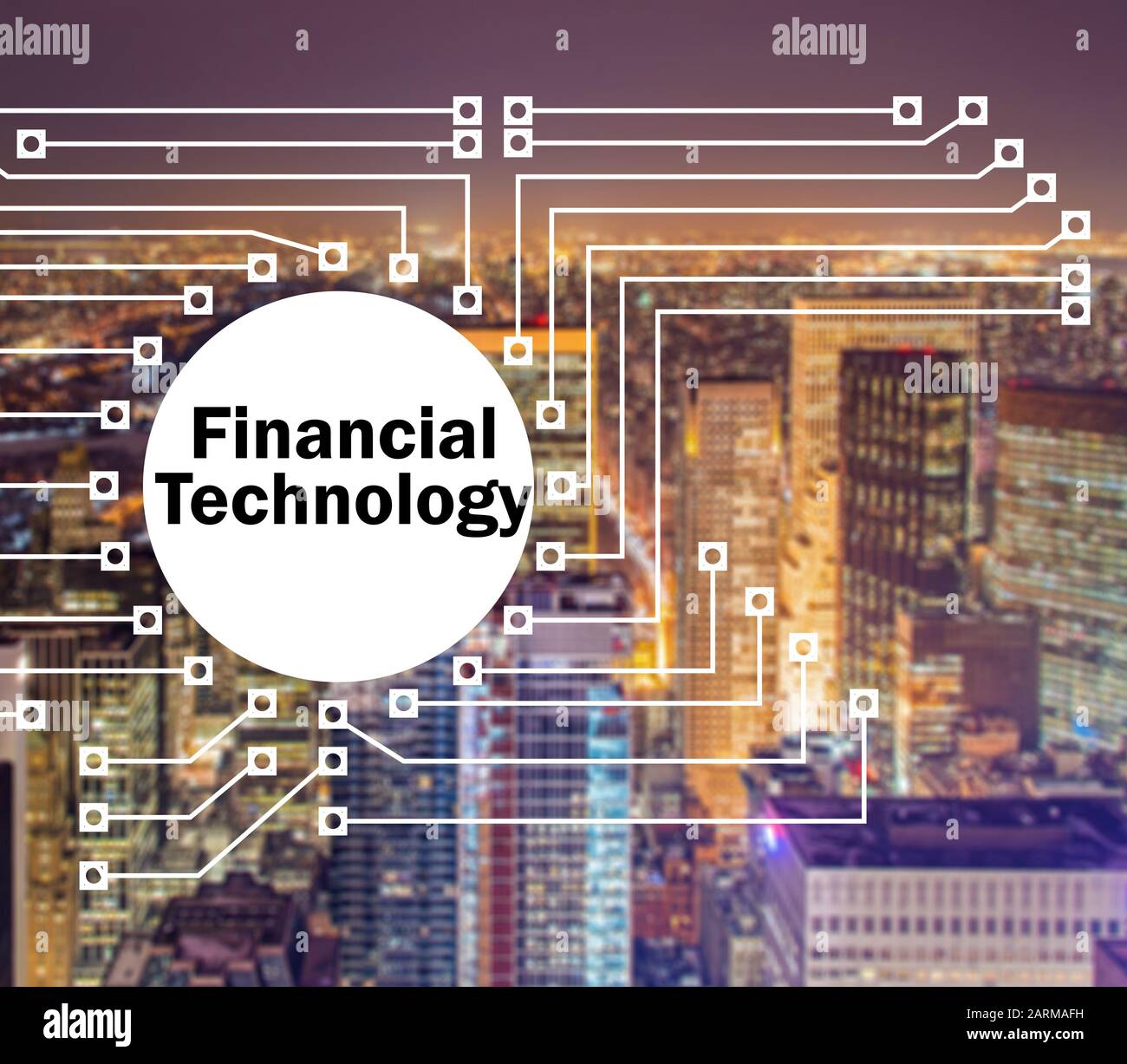 The smart city concept with fintech financial technology concept Stock ...