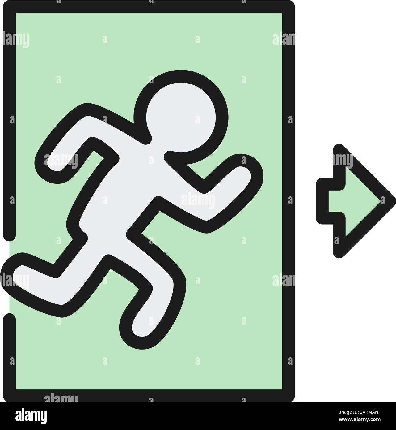 Emergency exit, man running out sign flat color line icon Stock Vector ...
