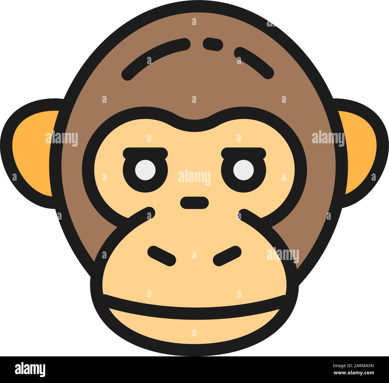 Vector monkey, chimpanzee, gorilla head flat color line icon Stock ...