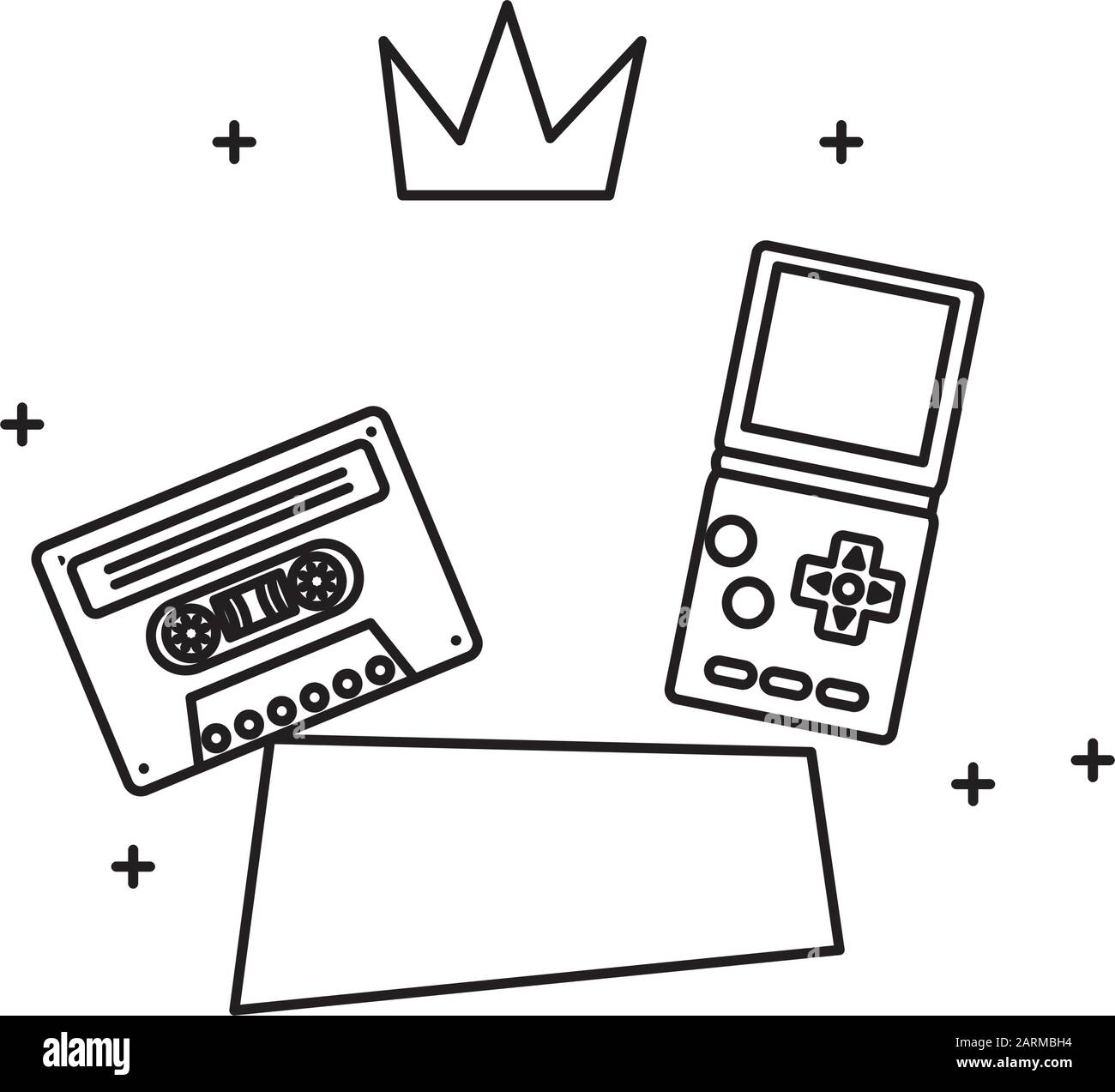 video game handle with cassette nineties style Stock Vector Image & Art ...