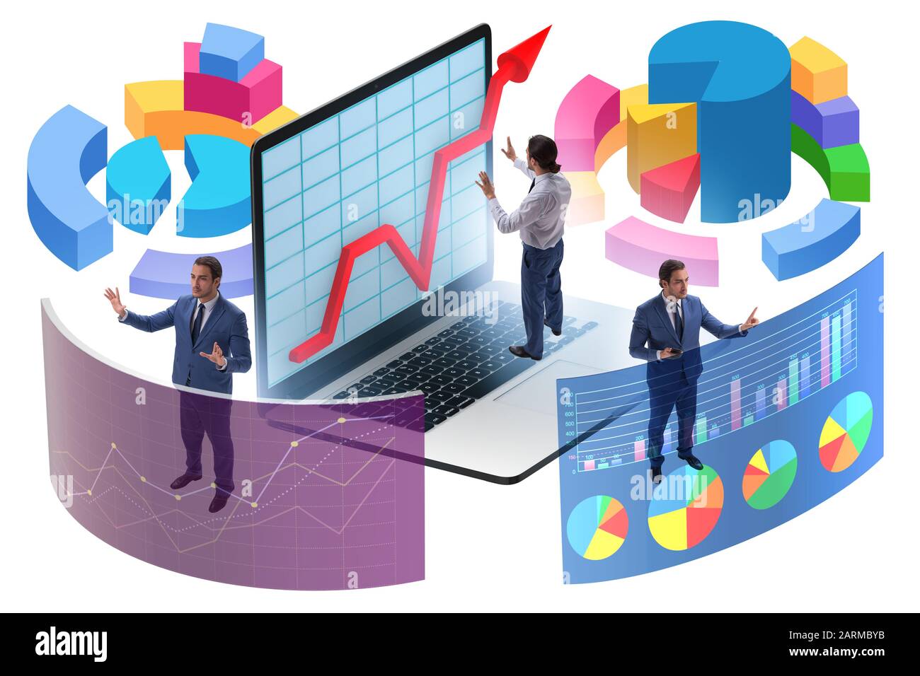 The trader working in technical visualization environment Stock Photo ...