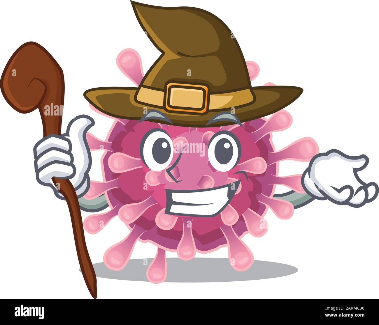 cartoon mascot style of corona virus dressed as a witch Stock Vector ...