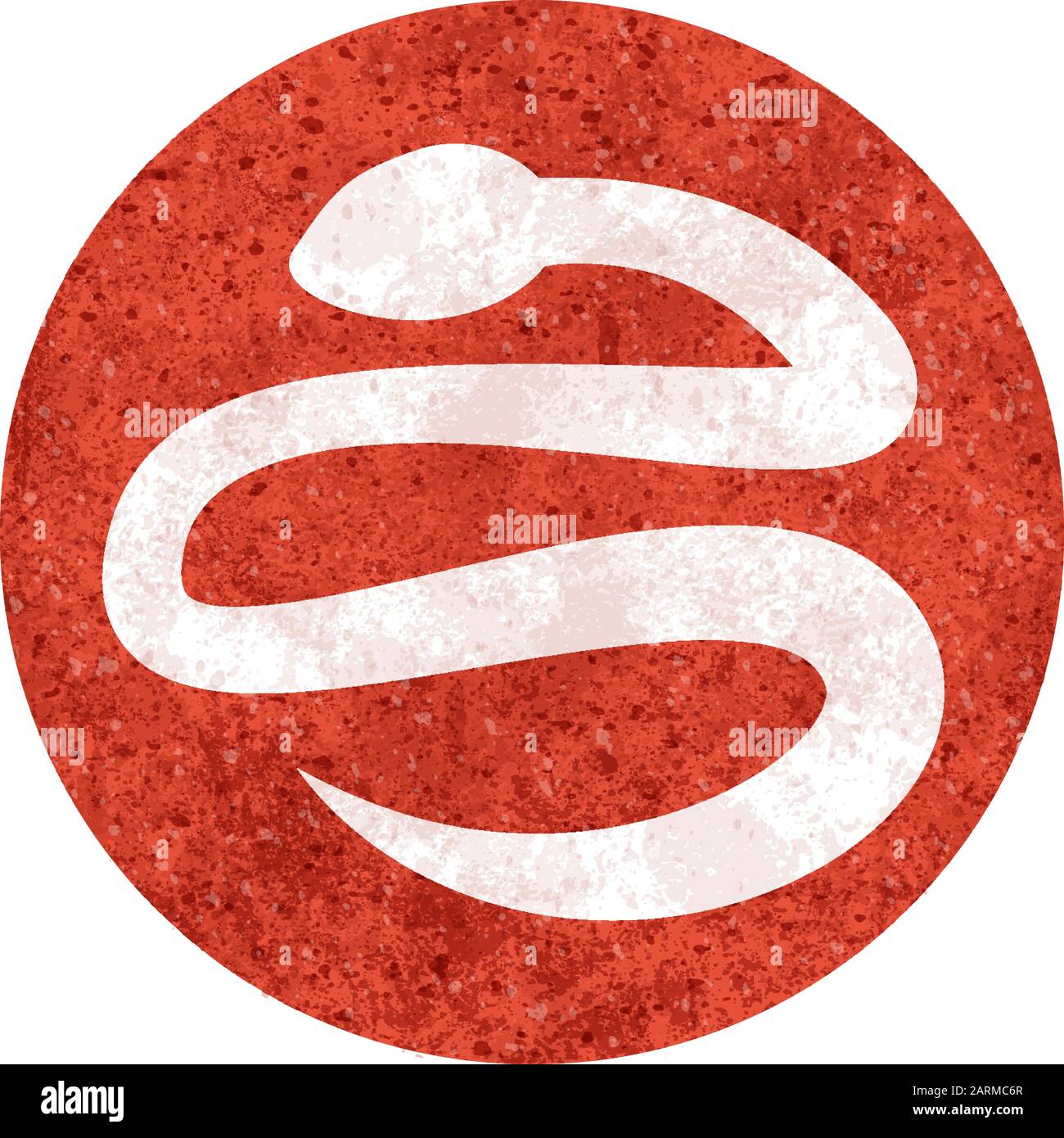 Grunge round symbol with white snake. Vector illustration Stock Vector ...