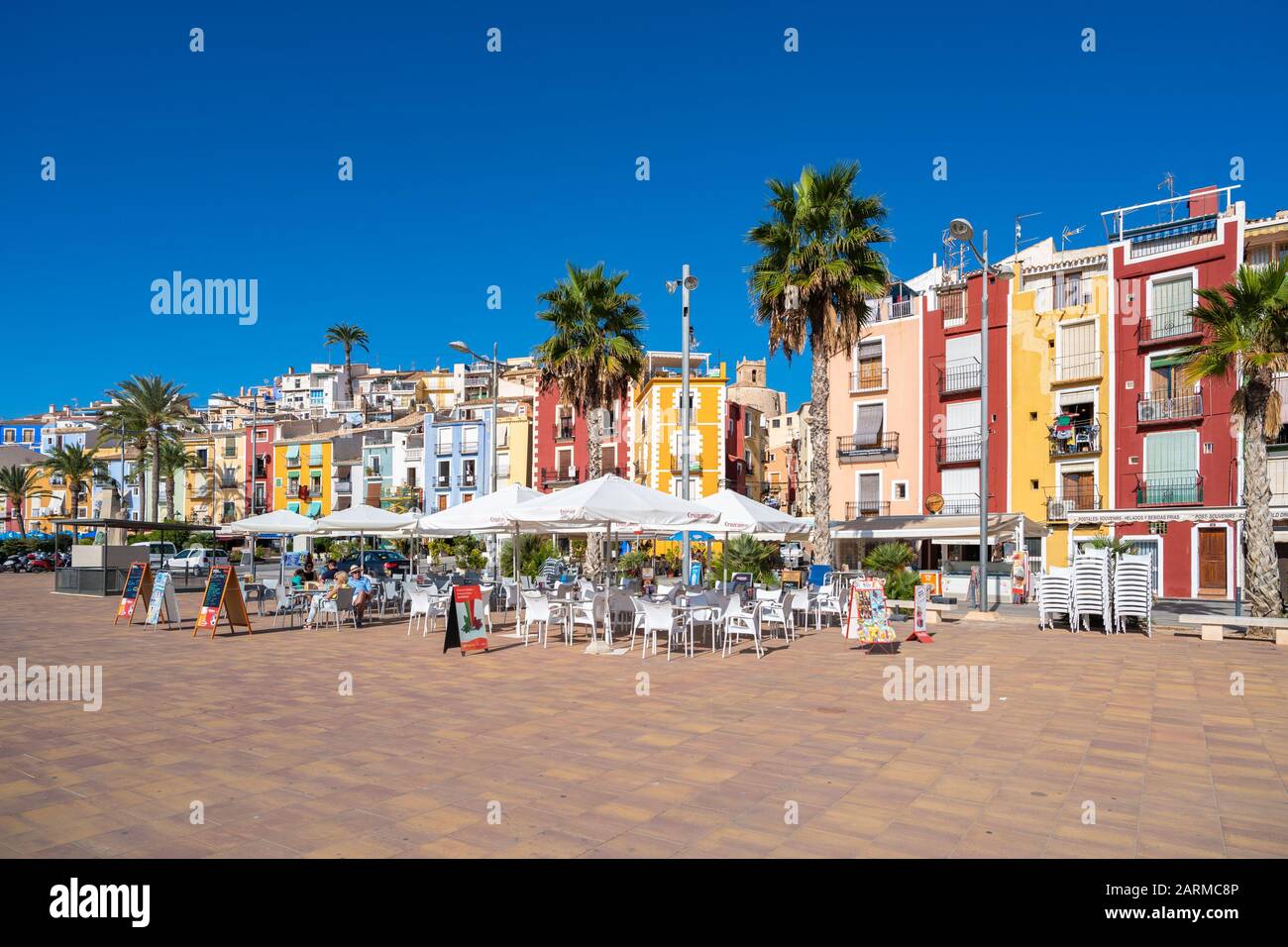Villajoyosa, Spain - October 17, 2019: Colorful houses in coastal ...