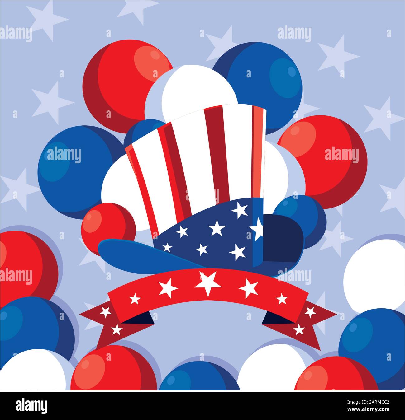 hat in american flag colors, president day card vector illustration ...
