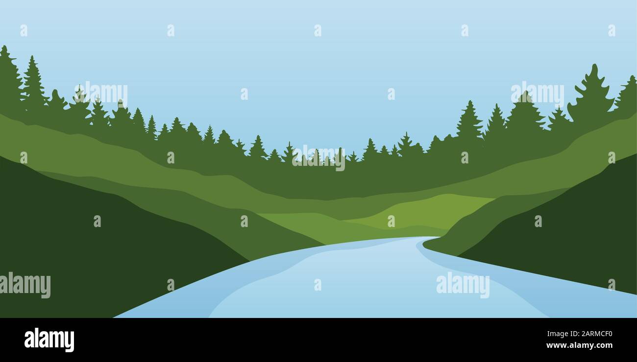 Summer mountain view big Stock Vector Images - Alamy