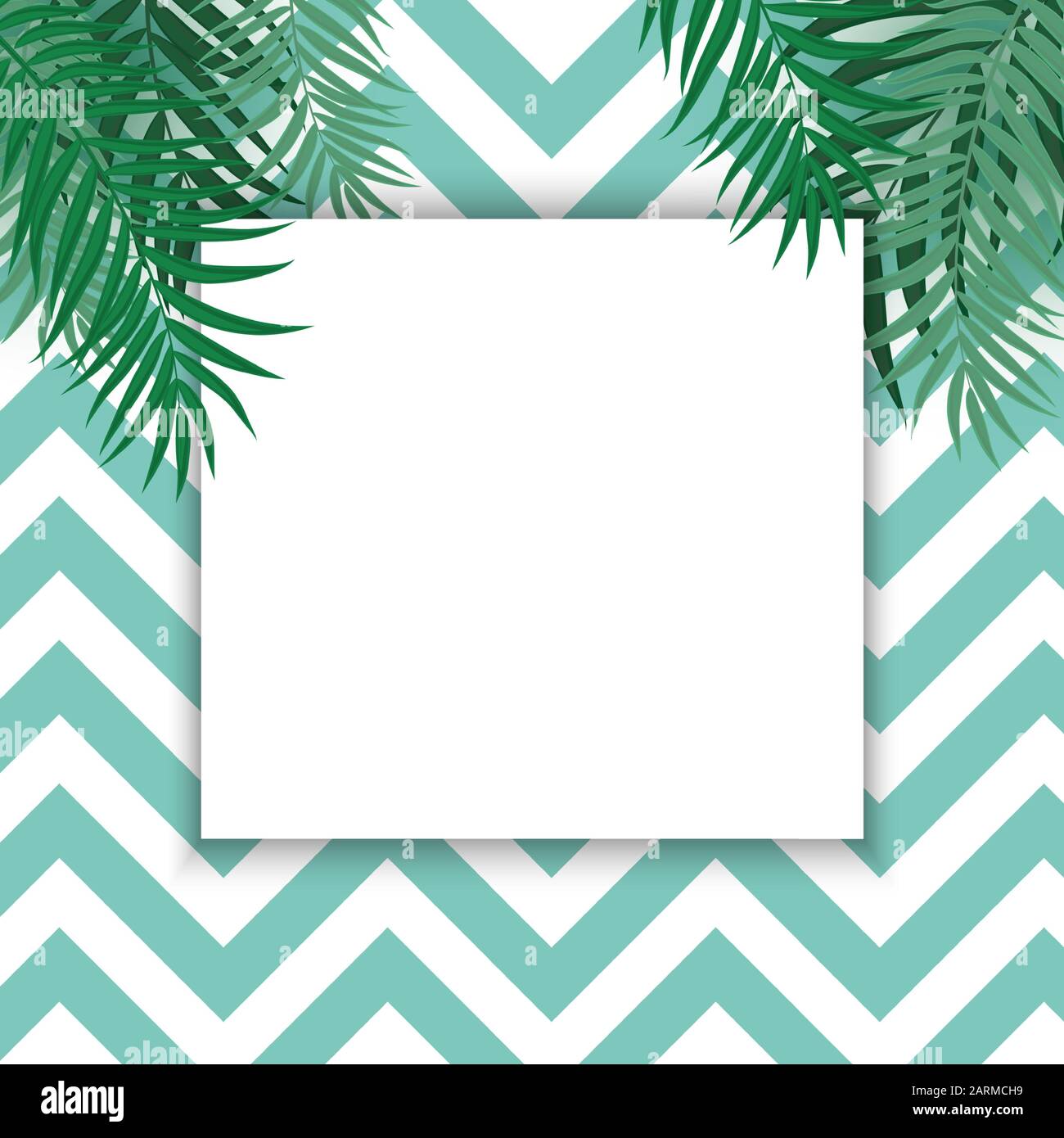 Abstract Summer Background with Palm Leaves and Frame for Text. Vector ...