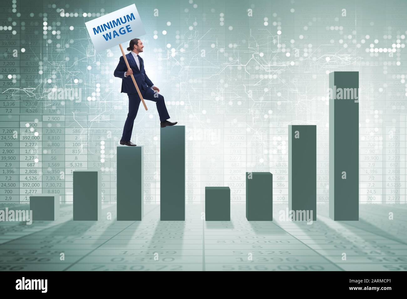 The concept of minimum wage with businessman Stock Photo - Alamy