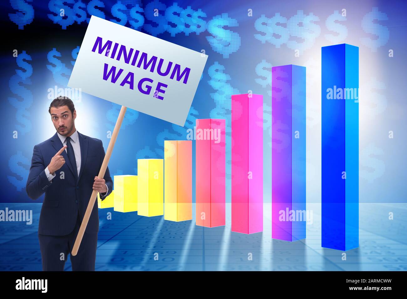 The concept of minimum wage with businessman Stock Photo - Alamy