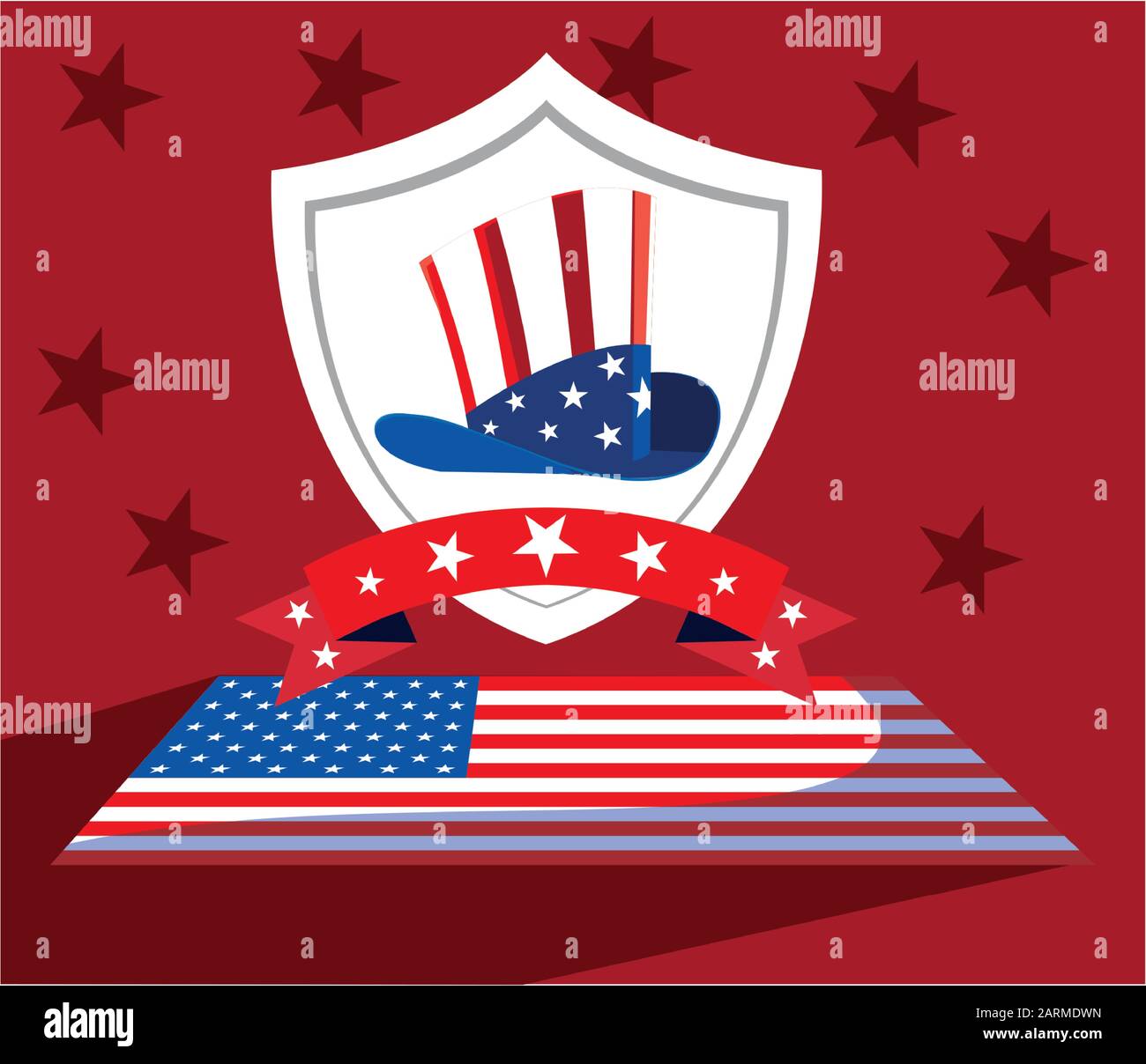 hat in american flag colors, president day card vector illustration ...