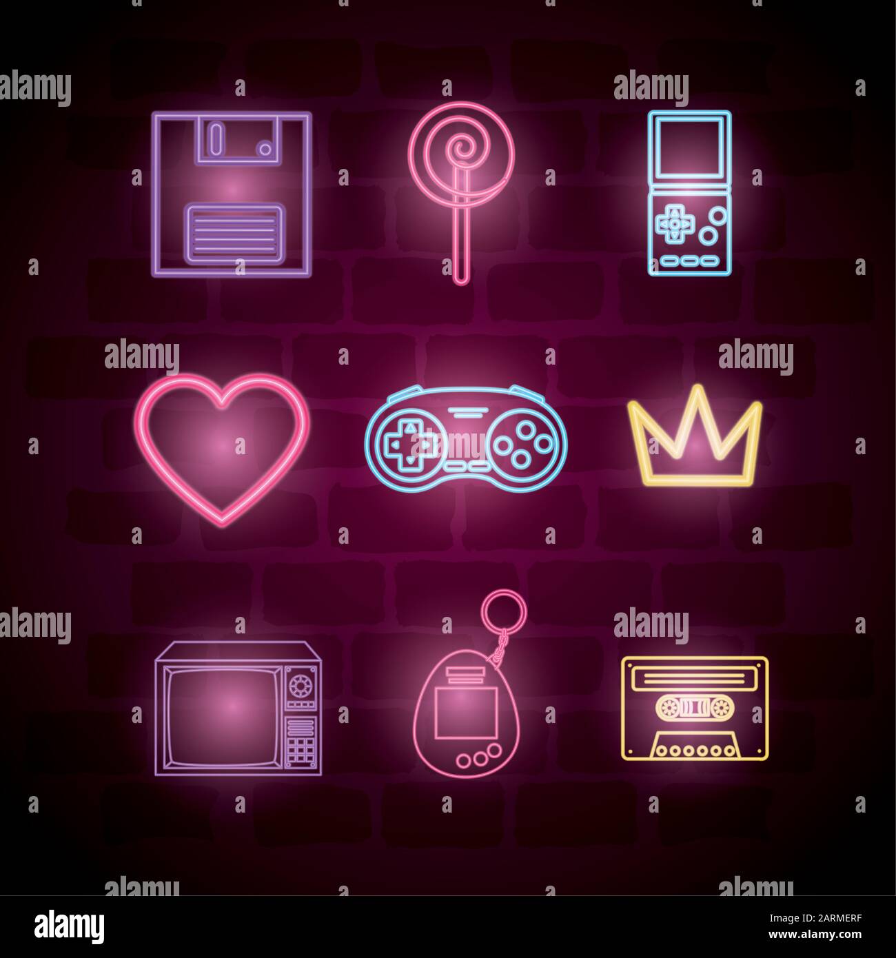 set icons of neon light Stock Vector Image & Art - Alamy