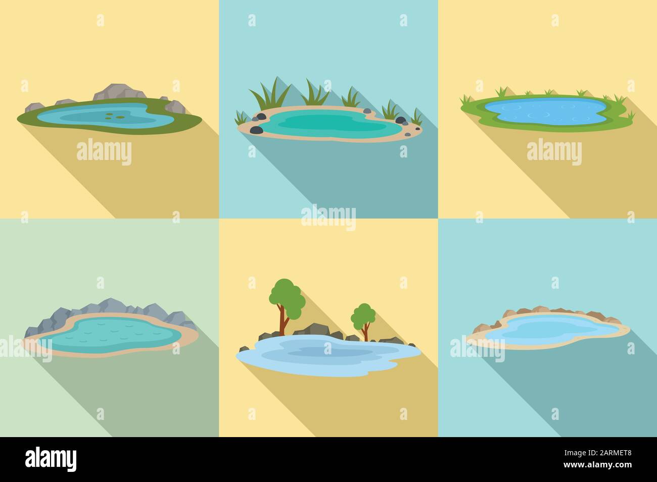 Lake icons set. Flat set of lake vector icons for web design Stock ...