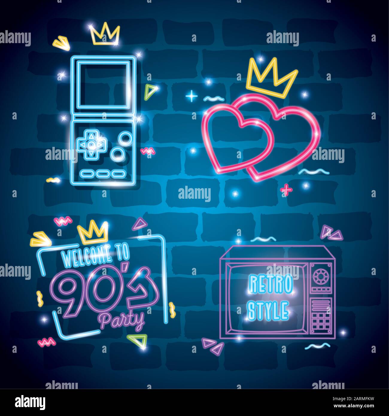 set of labels retro style neon light Stock Vector Image & Art - Alamy
