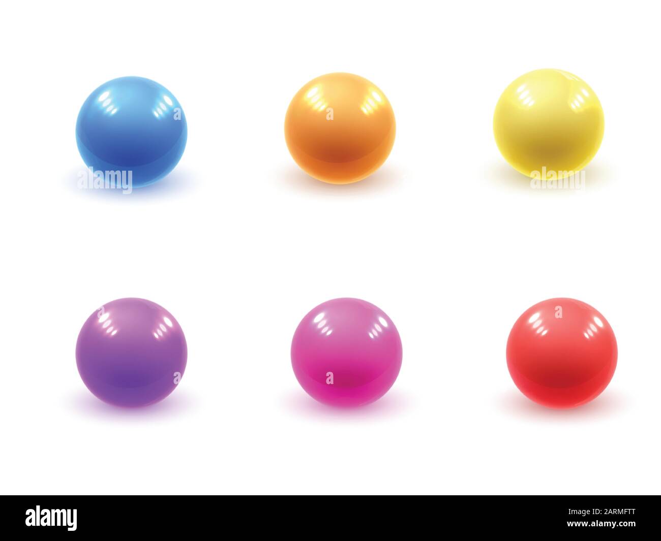 Realistic modern vector set of colorful shiny glossy plastic balls with ...