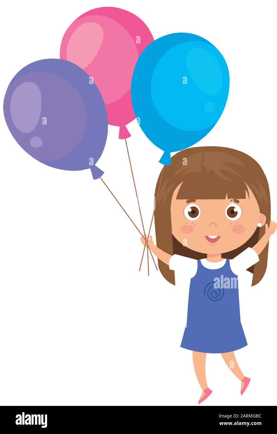 cute little girl with balloons helium Stock Vector Image & Art - Alamy