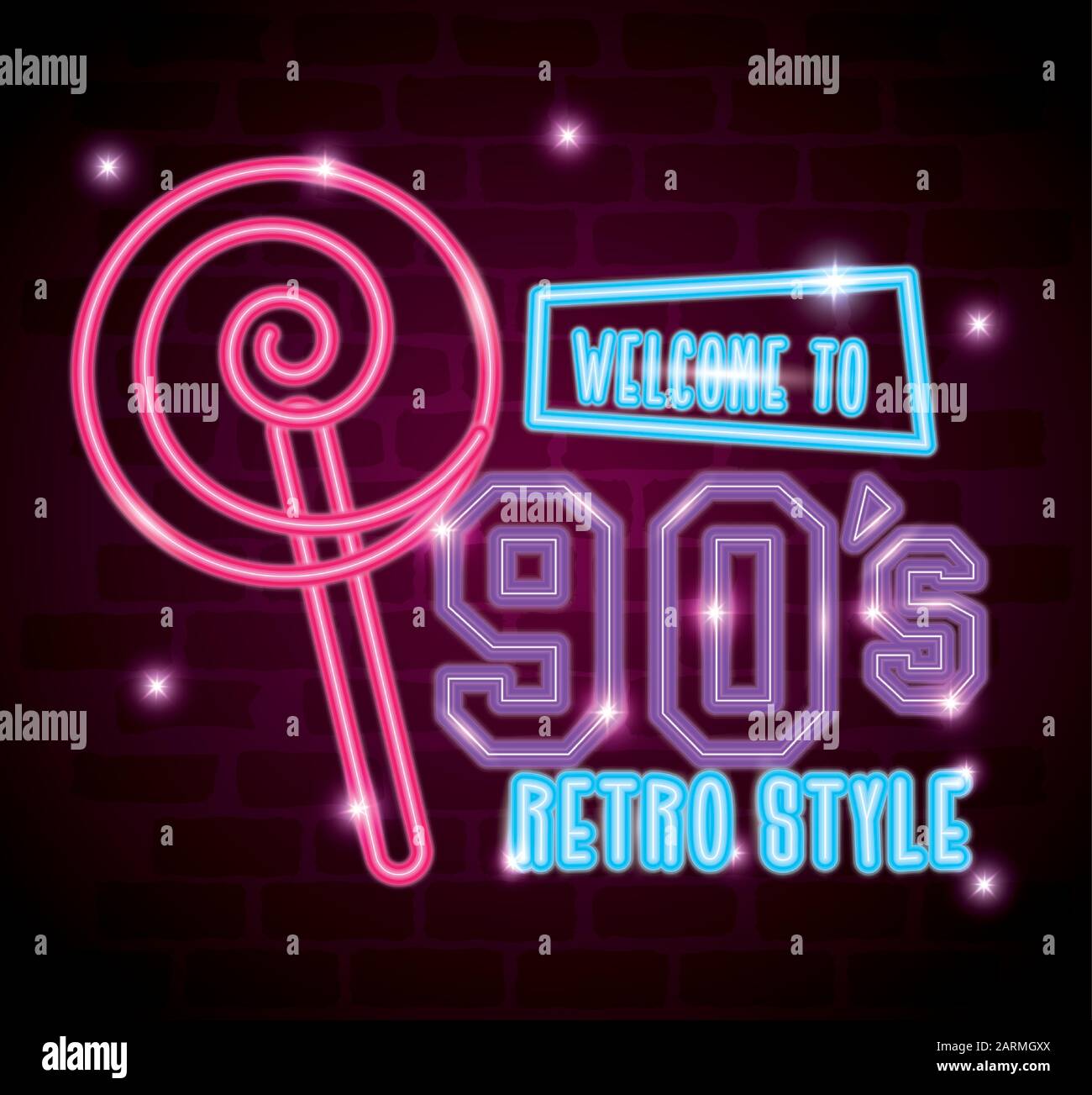 welcome to nineties retro style neon light Stock Vector Image & Art - Alamy
