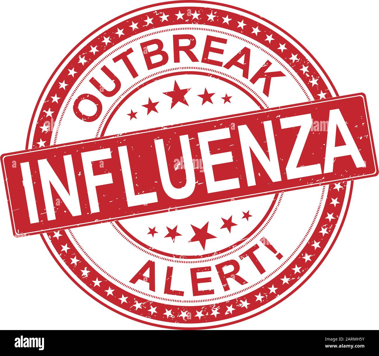 circle rubber stamp with the text outbreak alert influenza. influenza ...