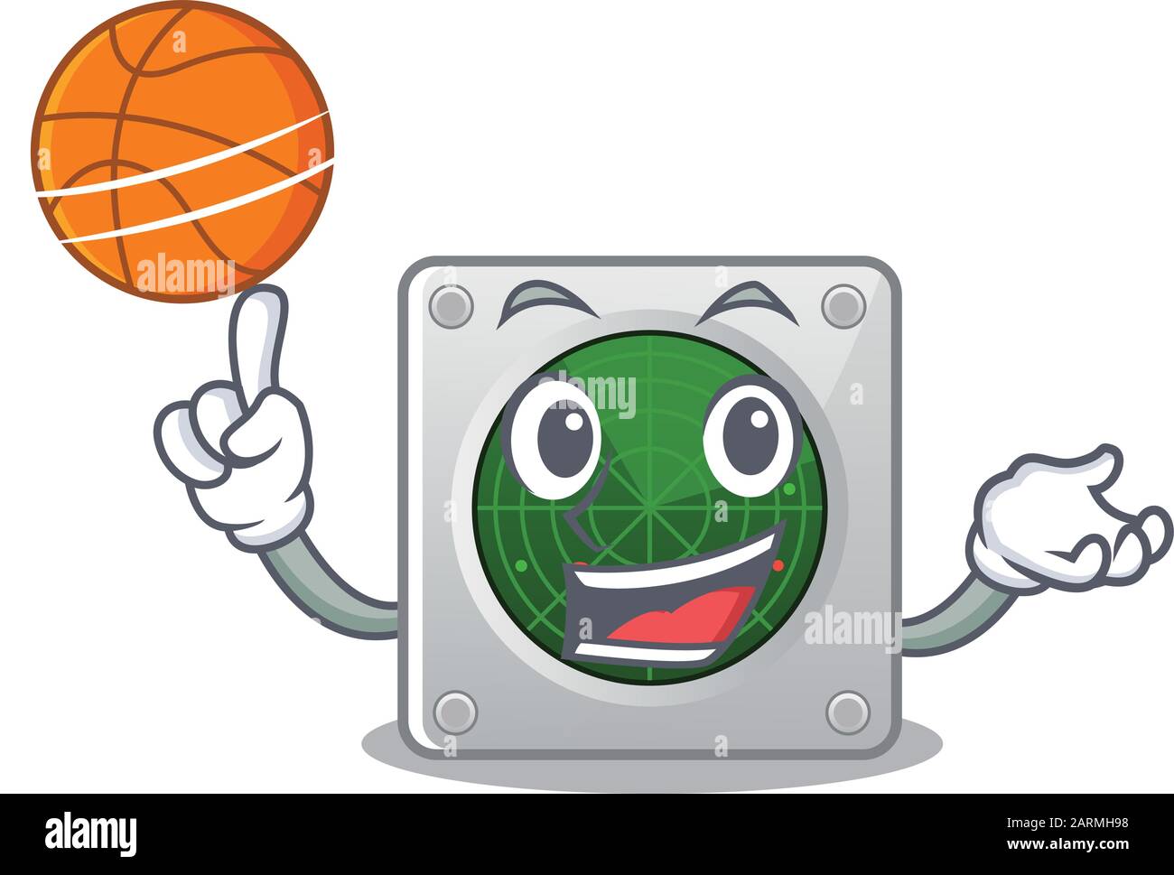 A mascot picture of radar cartoon character playing basketball Stock ...
