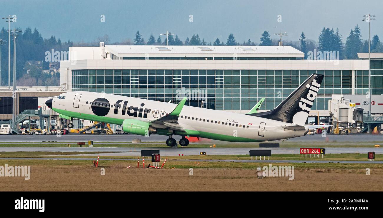 Richmond, British Columbia, Canada. 28th Jan, 2020. A Flair Airlines ...