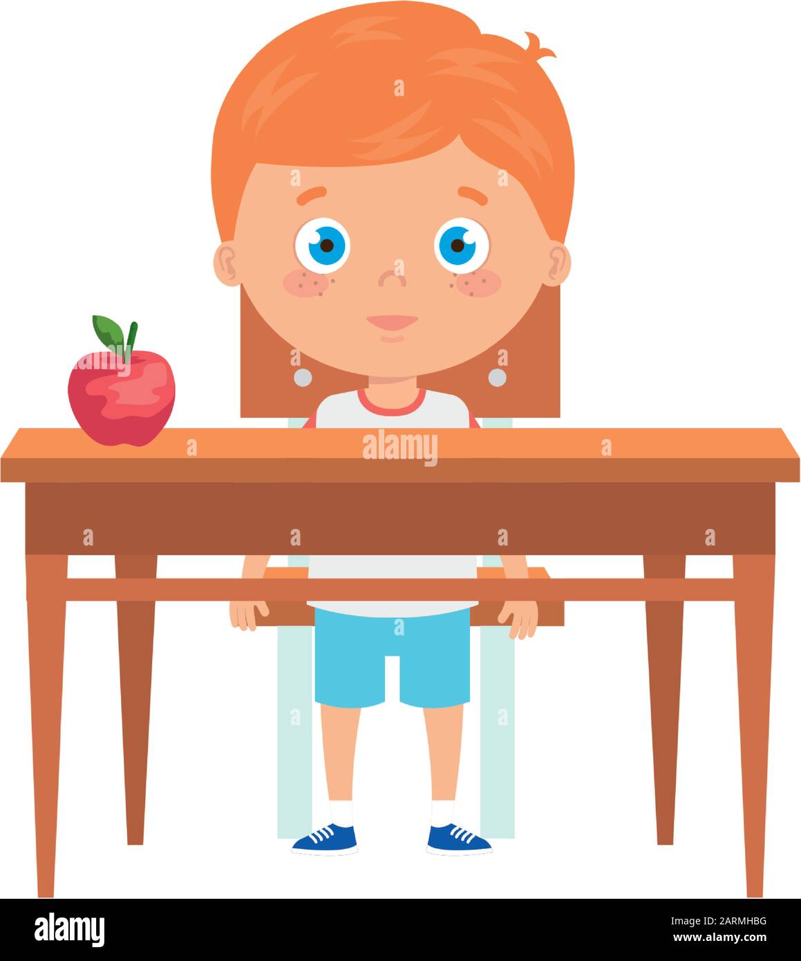 cute little boy with wooden desk Stock Vector Image & Art - Alamy
